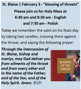 St. Blaise - February 3, 2026 Blessing of the throat - St. Albert the ...